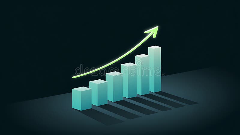 Rising Bar Chart: an Upward-pointing Arrow Highlights Growing Blocks ...