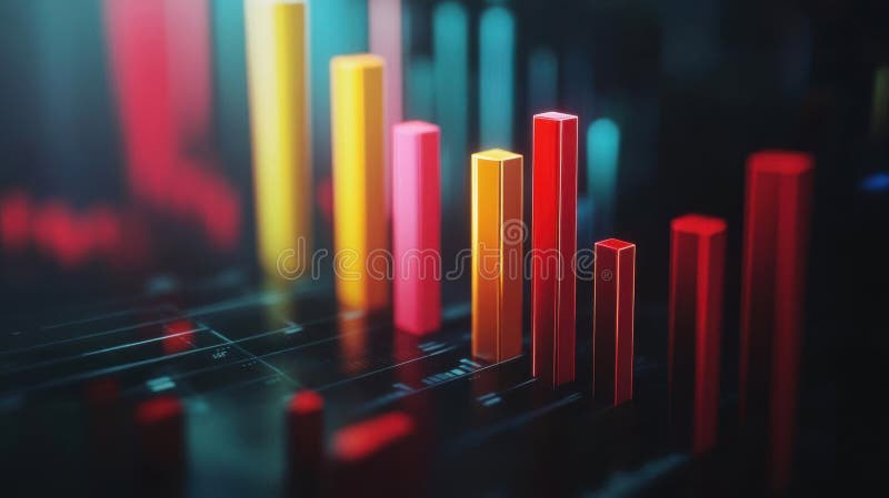 Rising Bar Charts, Visualizing Growth and Success Stock Illustration ...