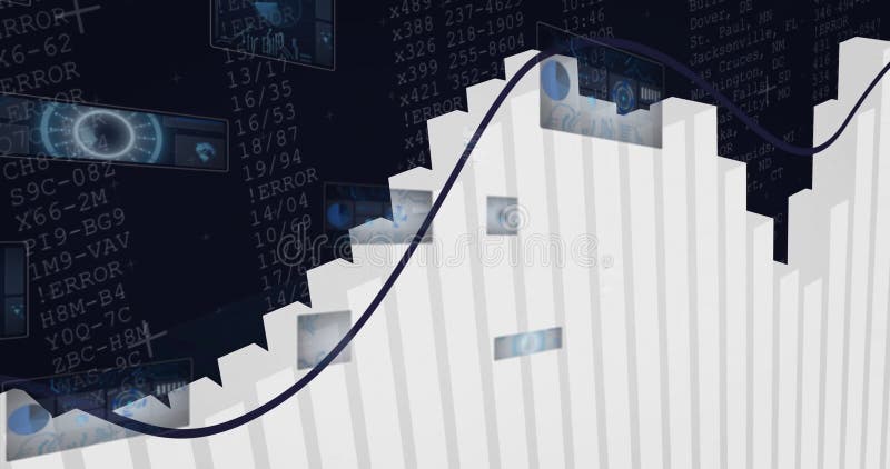 Rising Bar Graph with Data Processing Animation Over Digital Error ...