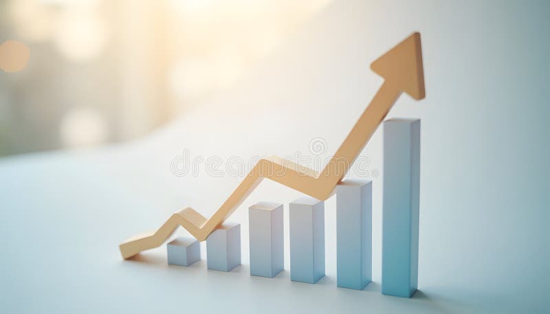Rising Bar Graph with Golden Arrow Stock Photo - Image of grow, success ...