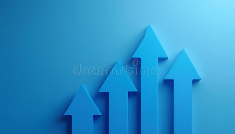 Rising Blue Arrows Symbolizing Growth and Progress on Solid Blue ...