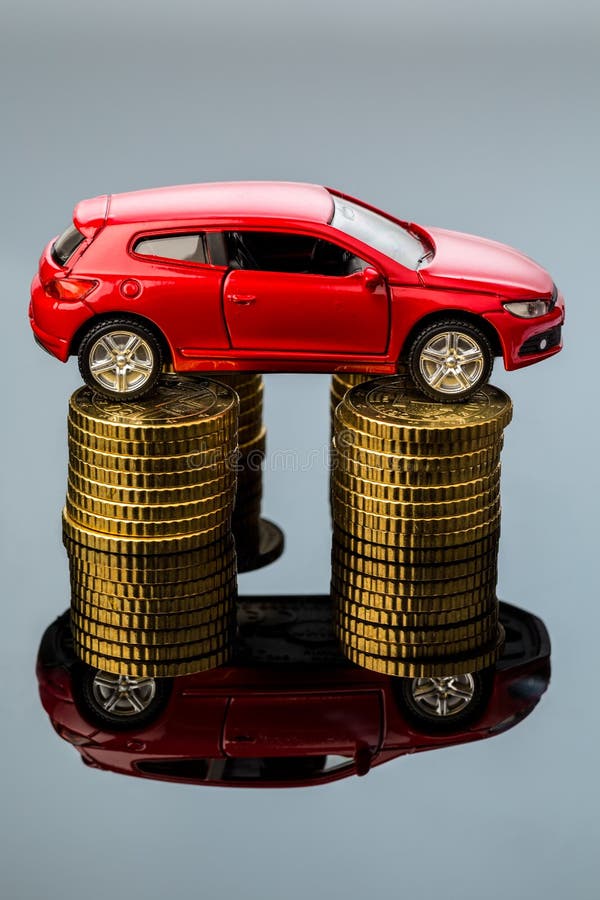 Rising Car Costs. Car on Coins Stock Photo - Image of development ...