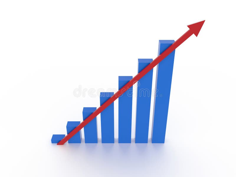 Rising chart with arrow stock illustration. Illustration of revenue ...