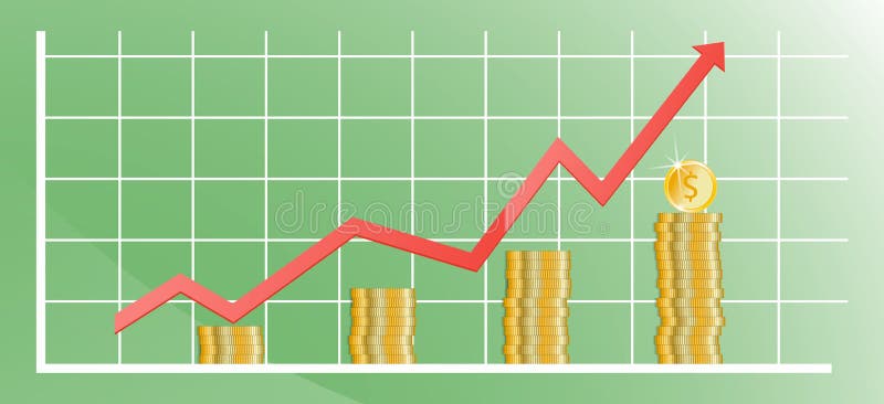 Rising Chart with Gold Coins Stock Vector - Illustration of increase ...