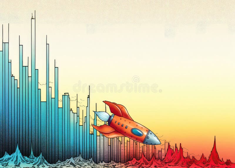 A Rising Chart with a Rocket Flying Down. the Concept of an ...