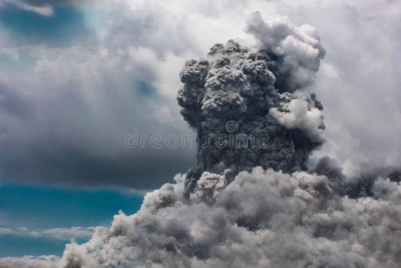 A Rising Cloud of Gray Volcano Smoke.Texture or Background Stock Photo ...