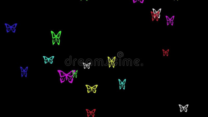 Rising Colorful Butterflies Motion Graphics with Plain Black Background ...