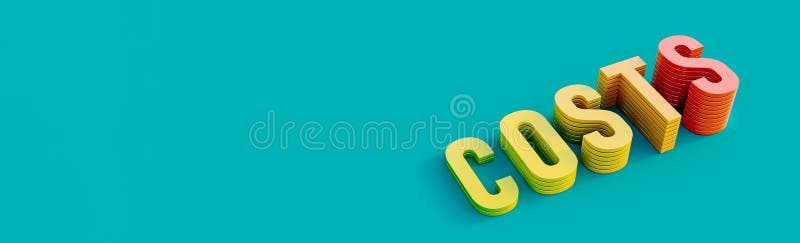 Rising and Costs Reduction Concept on Turquoise Blue Background Stock ...