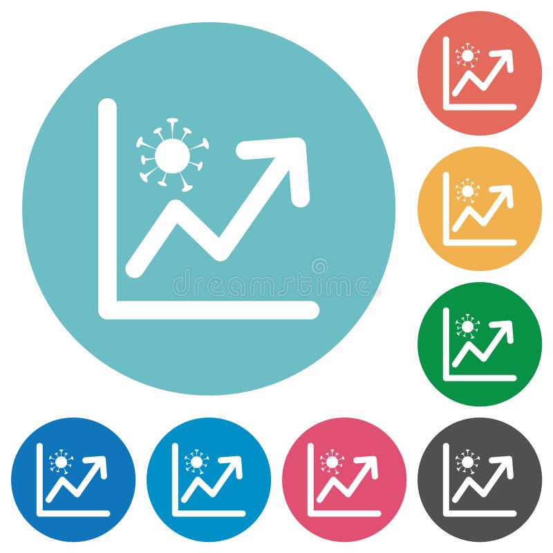 Rising Covid Graph Flat Color Icons with Quadrant Frames Stock Vector ...