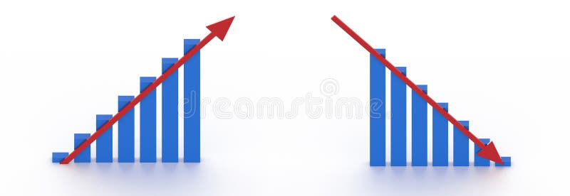 Rising and Falling Chart with Arrows Stock Illustration - Illustration ...