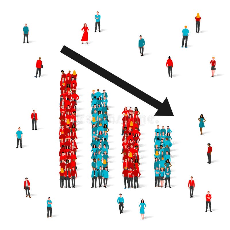 A Rising and Falling Chart of People in Colored Clothes. Business Data ...