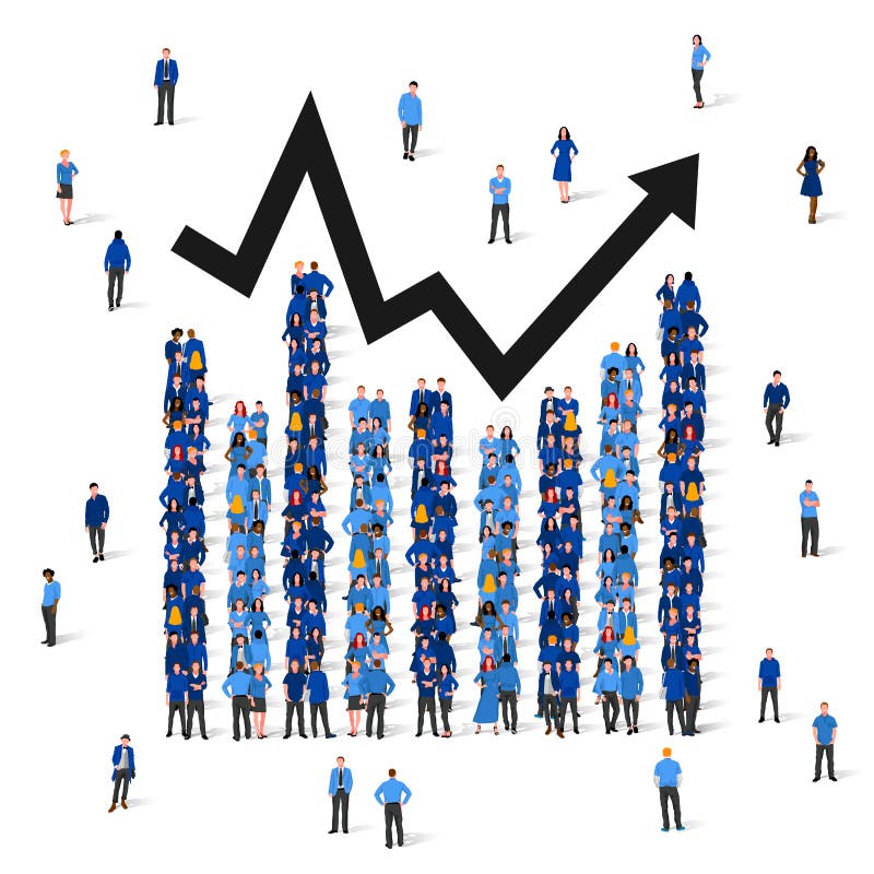 A Rising and Falling Chart of People in Colored Clothes. Business Data ...