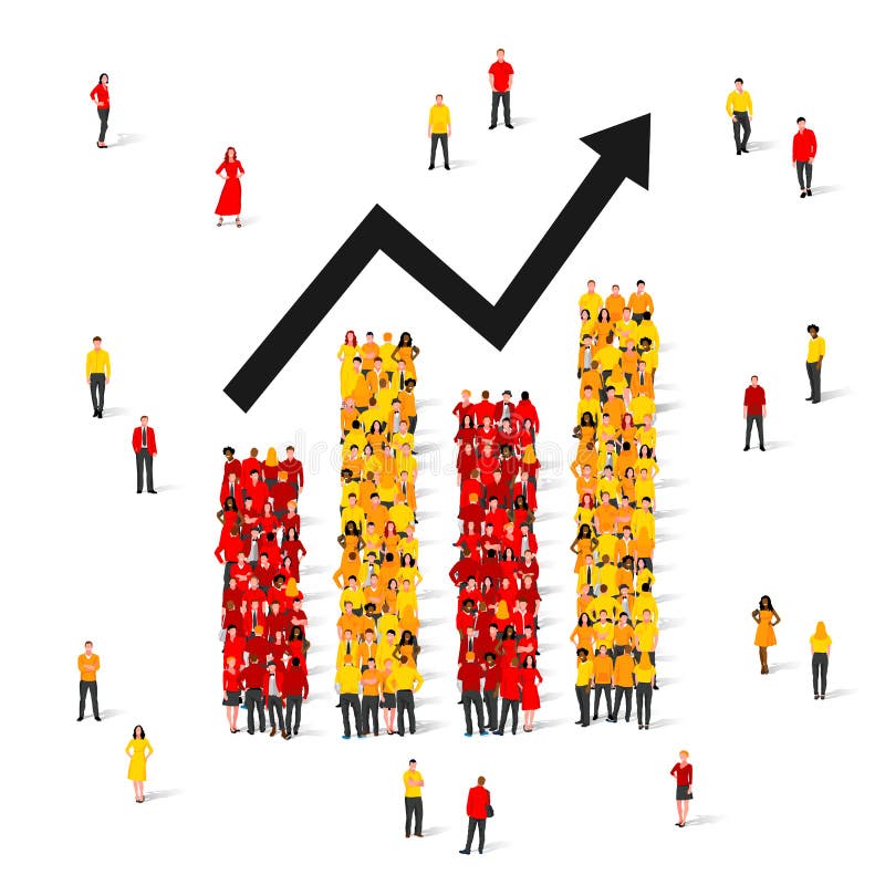 A Rising and Falling Chart of People in Colored Clothes. Business Data ...