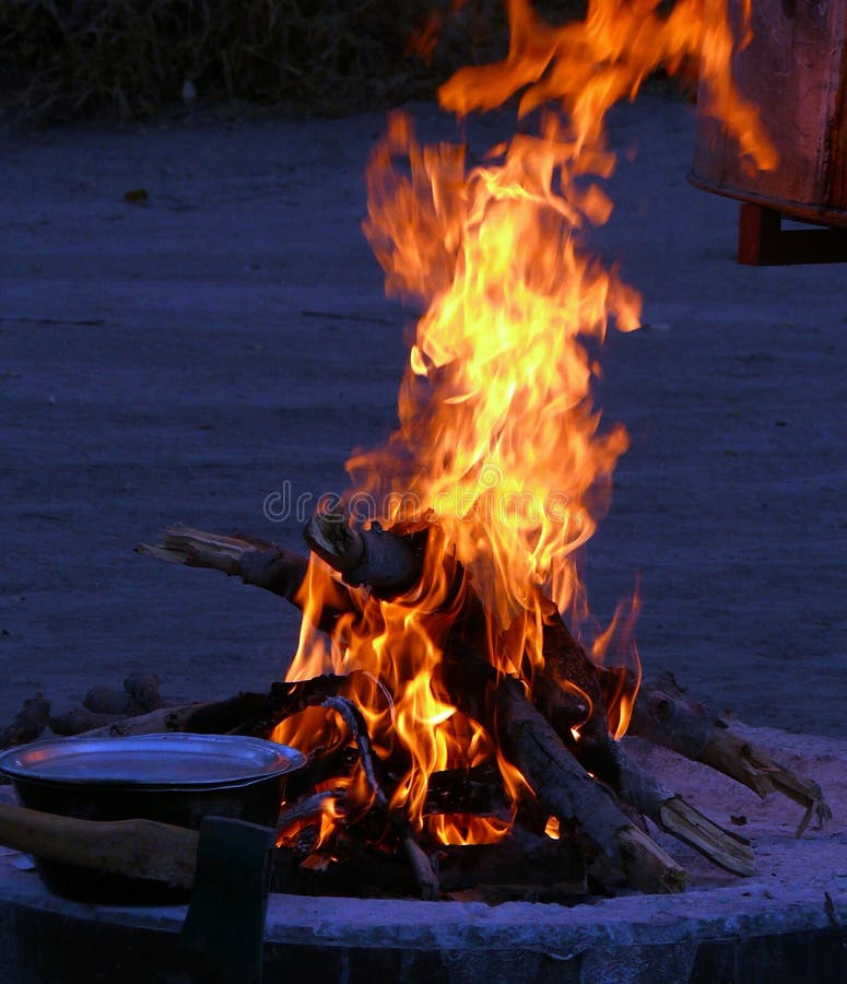 Rising Flames at a Camp Fire Stock Photo - Image of meal, high: 49246234