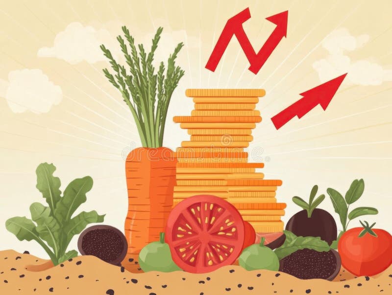 Rising Food Costs, Vegetable Prices Soar Stock Illustration ...