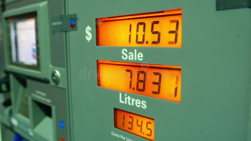 Gas Station Pump Prices High Per Gallon Pumping from 0-50 Dollars As ...