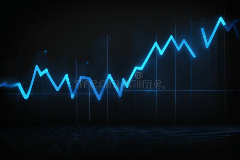 Rising Glowing Blue Graph Line on a Dark Background: a Graphical ...