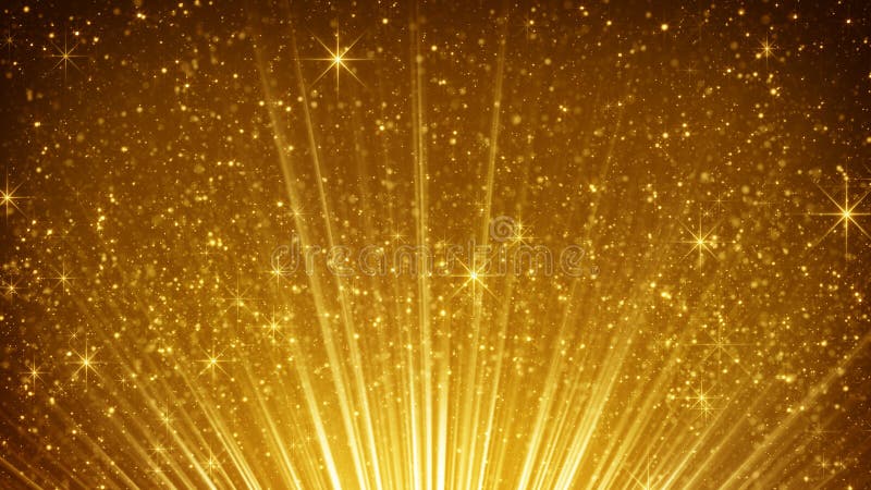 Rising Gold Particles in Light Rays Stock Illustration - Illustration ...