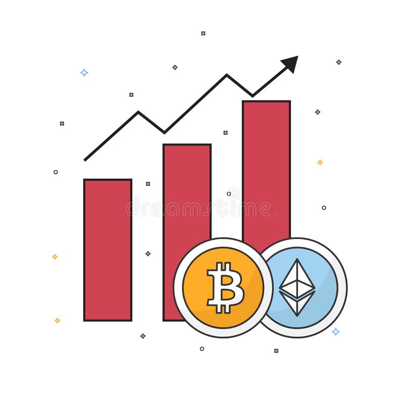 Rising Graph of Cryptocurrencies with Bitcoin. Stock Illustration ...