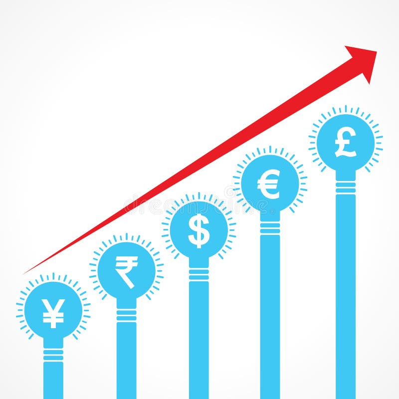Rising Graph of Currency Bars Made of Bulbs Stock Vector - Illustration ...