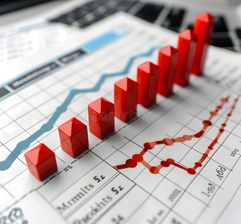 Rising Graph Icon 3D Object on White Scrolled Paper High Quality Photo ...