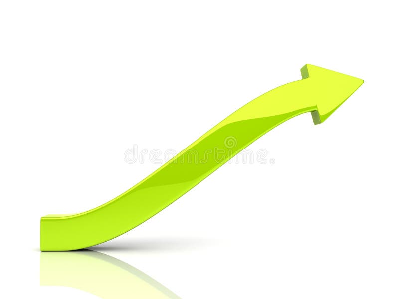 Rising green arrow stock illustration. Illustration of reflection ...