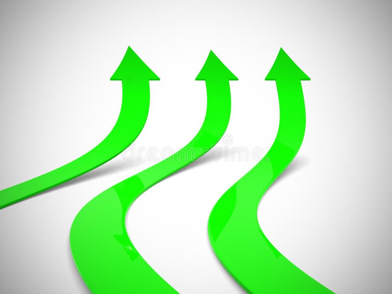 Rising green arrows 3D stock illustration. Illustration of arrow - 33324590
