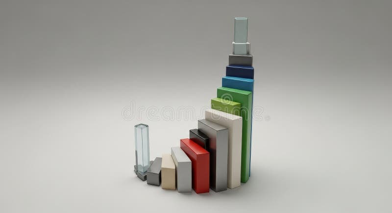 Rising Growth Chart 3D Geometric Bar Graph Visualization Showing ...
