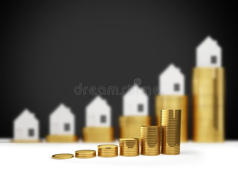 Rising House Prices 3D Illustration Stock Illustration - Illustration ...