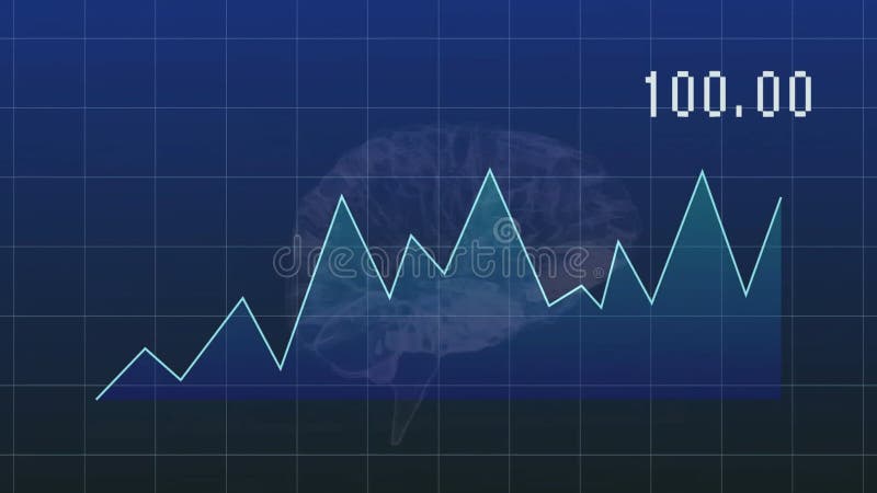 Rising Line Graph Animation Over Brain Illustration with 100 Stock ...