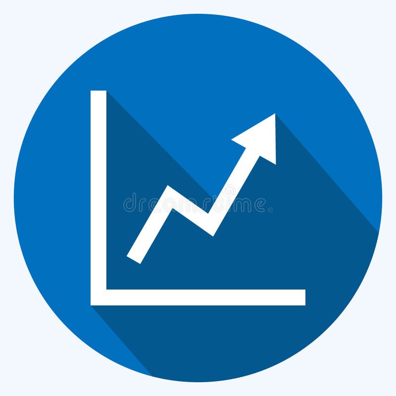 Rising Line Graph Icon in Trendy Long Shadow Style Isolated on Soft ...