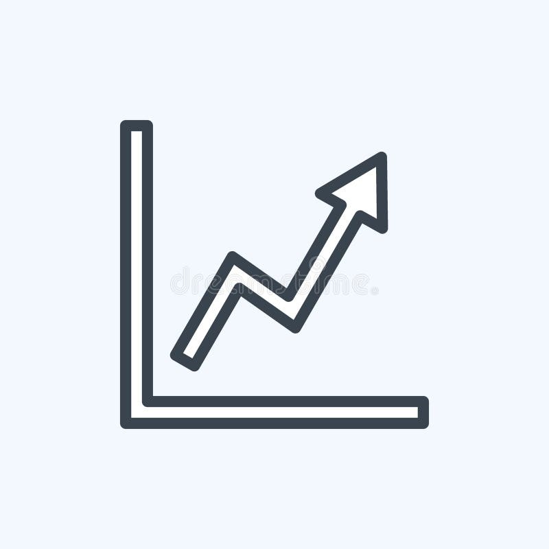 Rising Line Graph Icon in Trendy Line Style Isolated on Soft Blue ...