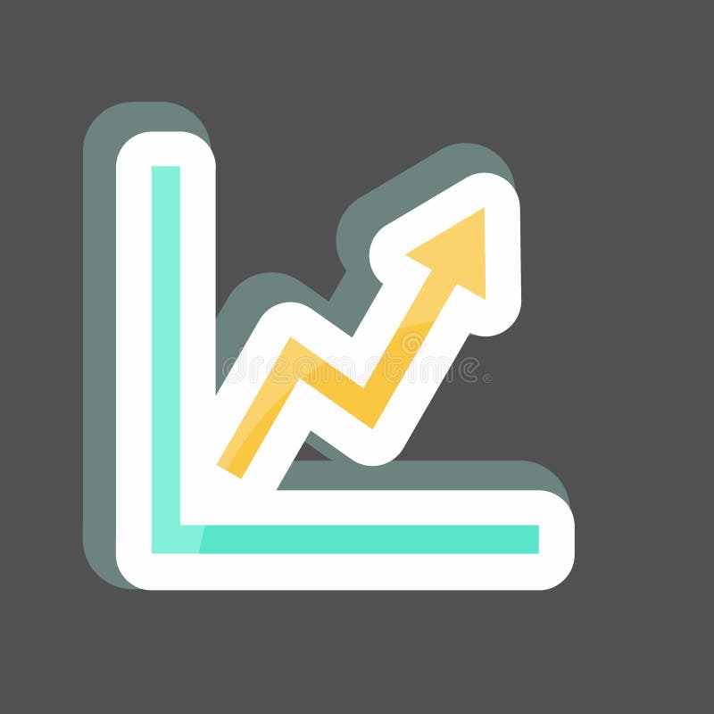 Rising Line Graph Sticker in Trendy Isolated on Black Background Stock ...