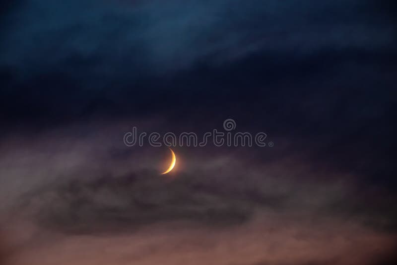 Rising Moon. a Crescent Moon in the Dark Night Sky Stock Image - Image ...