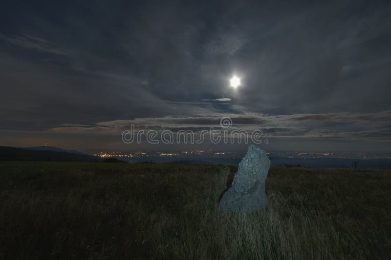 The Rising Moon Over the Valley. Stock Image - Image of valley, dark ...