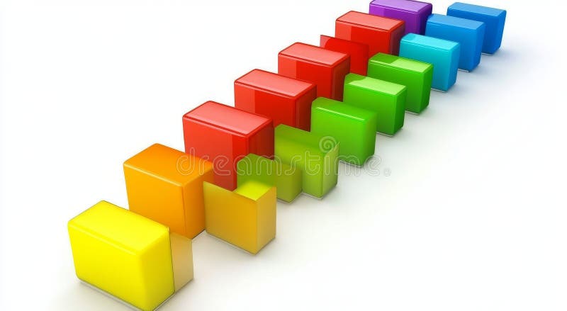 Rising Multicolored Blocks Symbolizing Development and Advancement ...
