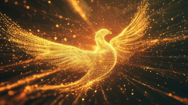 A Rising Phoenix Formed from Pulsating Light Waves Symbolizing ...