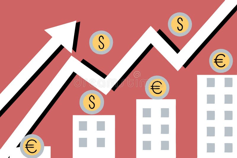 Rising Real Estate Prices. Growing Graph with Houses Stock Illustration ...