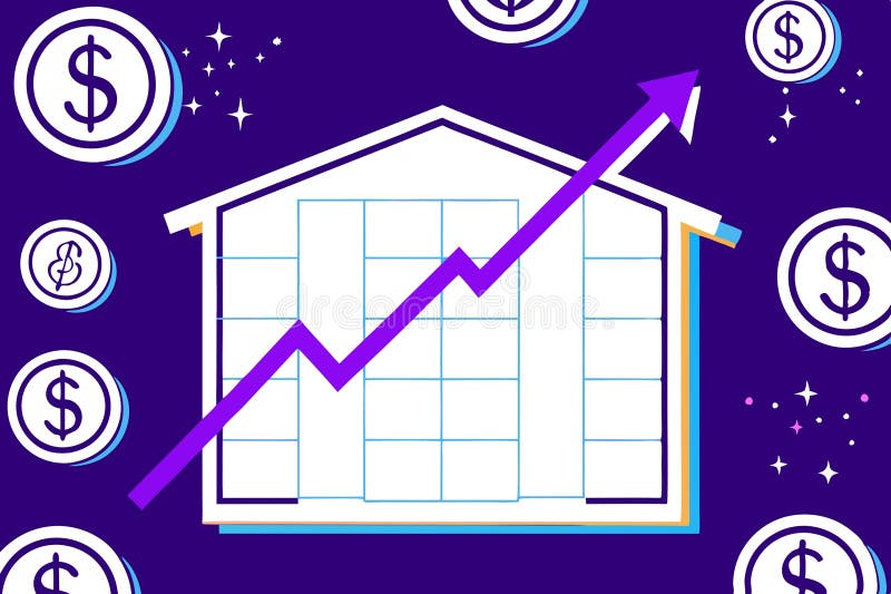 Rising Real Estate Prices. Growing Graph with Houses Stock Illustration ...