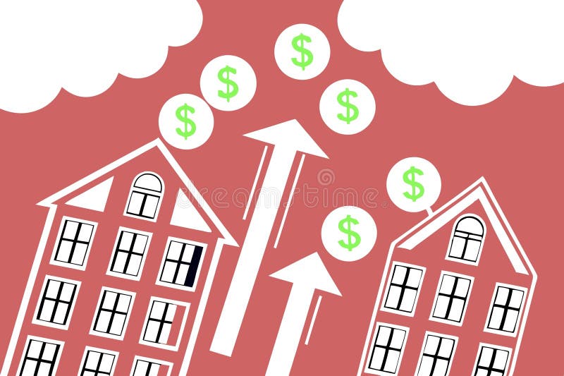Rising Real Estate Prices. Growing Graph with Houses Stock Illustration ...