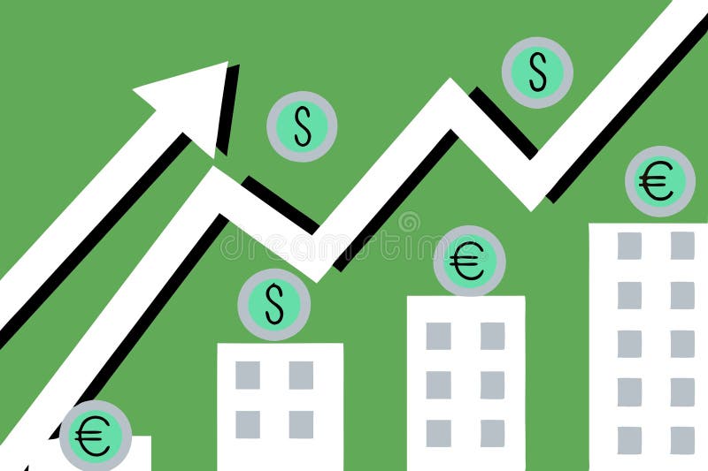 Rising Real Estate Prices. Growing Graph with Houses Stock Illustration ...