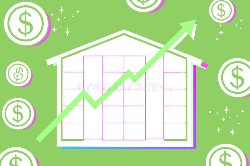 Rising Real Estate Prices. Growing Graph with Houses Stock Illustration ...