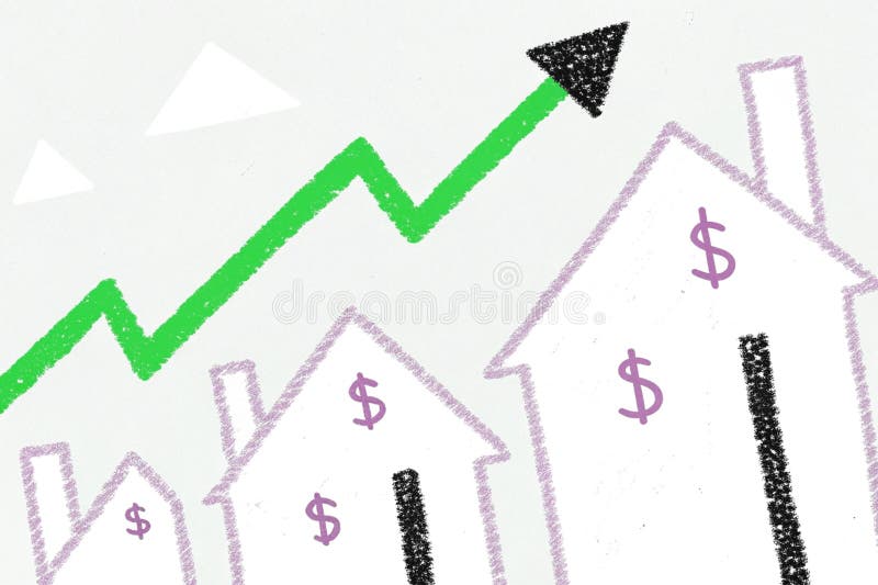 Rising Real Estate Prices. Growing Graph with Houses Stock Illustration ...