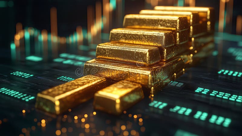 Rising Riches 3D Gold Graph Glory Stock Illustration - Illustration of ...