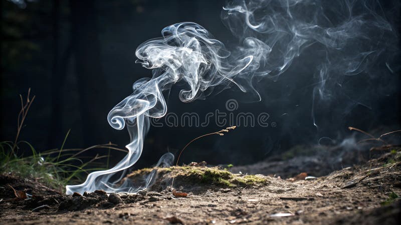 Rising Smoke from a Small Fire in the Forest Stock Illustration ...