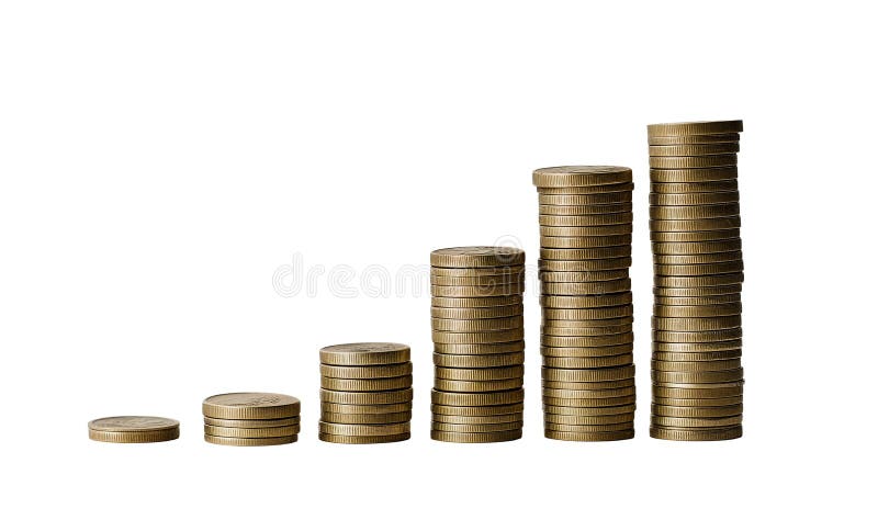 Rising Stack of Coins on Transparent Background Stock Illustration ...