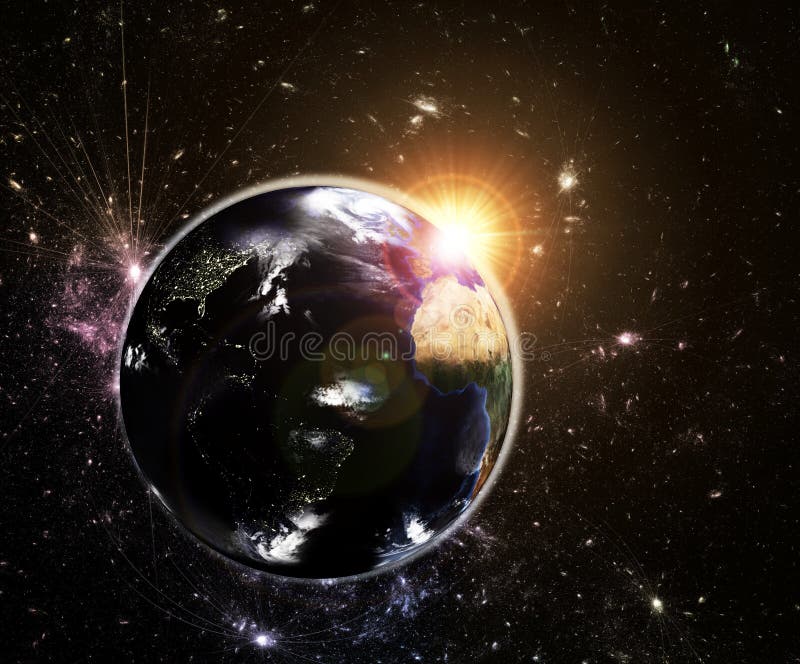 Planet Earth with Sun Rising from Space-original Image from NASA Stock ...