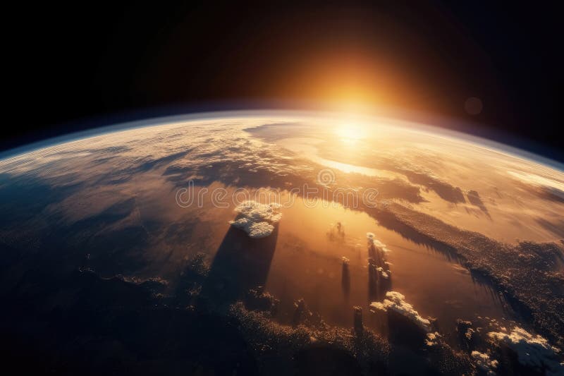 The Rising Sun Above the Earth As Seen from Space Created with ...