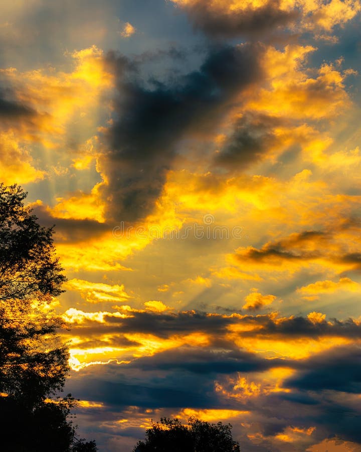 Rising Sun Bathes the Clouds in Golden Light Stock Photo - Image of ...