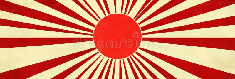 Rising Sun Inspired Red and White Graphic Sunburst Pattern with Central ...
